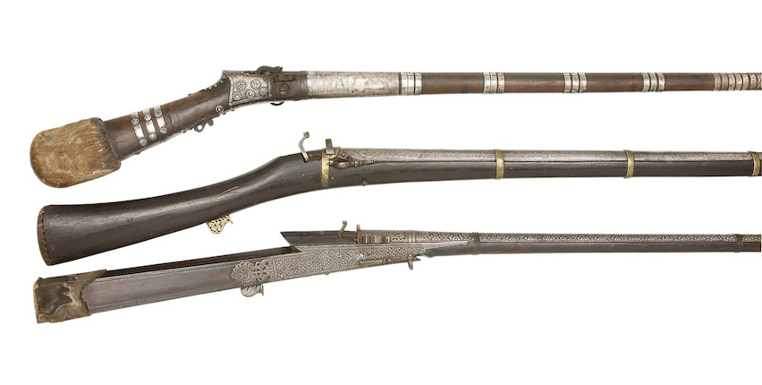 Bonhams : A South Indian (Coorg) 28-Bore Silver-Mounted Matchlock Gun