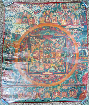 Bonhams : A Vajradhatu (Diamond Sphere) mandala Sino-Tibetan, 20th century