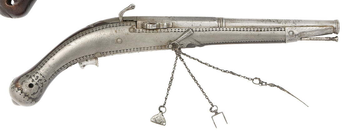 Bonhams : A Very Rare Indian 28-Bore Matchlock Pistol