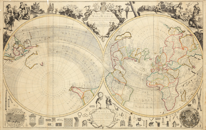 Bonhams : WORLD MAP PRICE (CHARLES) A New and Correct Map of the World ...