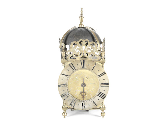 Bonhams : A brass lantern clock the dial and rear cover signed Thomas ...