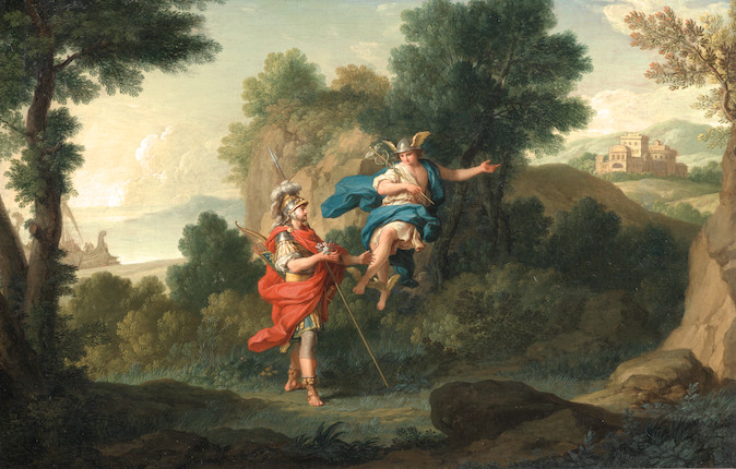 Bonhams : Giuseppe Bottani (Cremona 1717-1784 Mantua) Odysseus and Nausicaa; and Hermes guiding ...
