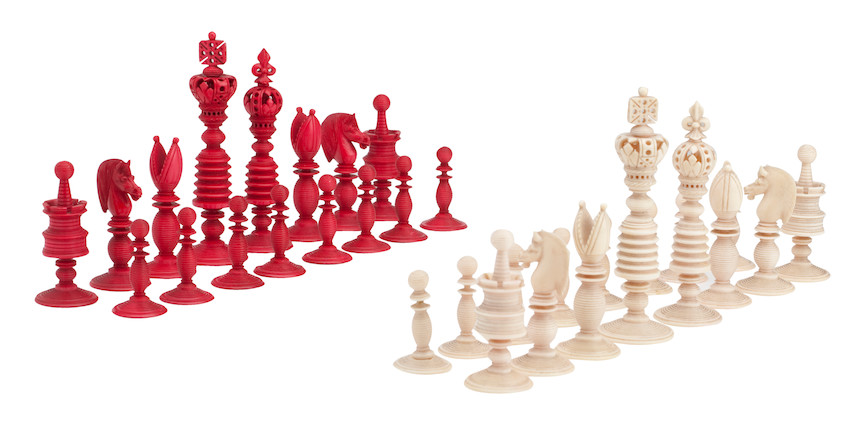Bonhams A 19th Century English Ivory Chess Set Qty