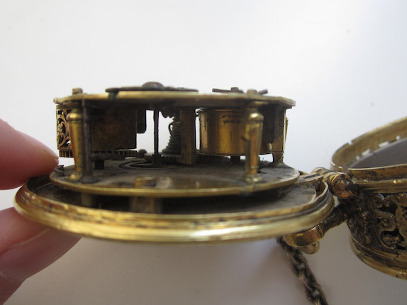 Bonhams : An rare early 17th century oval silver alarm clock watch with ...