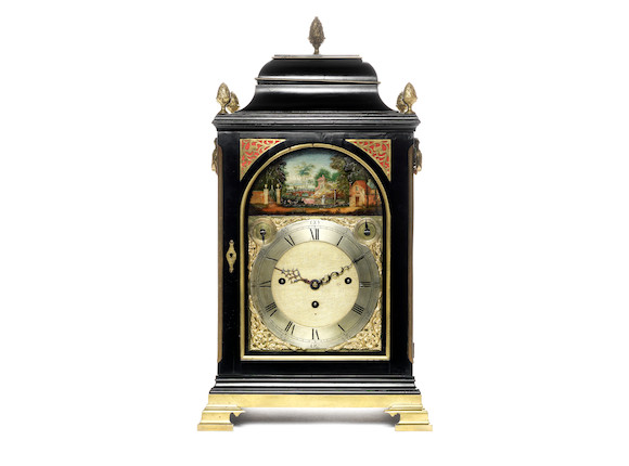 Bonhams : A fine late 18th century ebonised six tune musical clock with ...