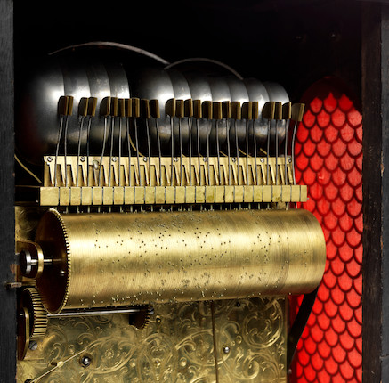 Bonhams : A fine late 18th century ebonised six tune musical clock with ...