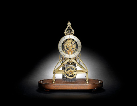 Bonhams : A very rare mid 19th Century English brass skeleton timepiece ...