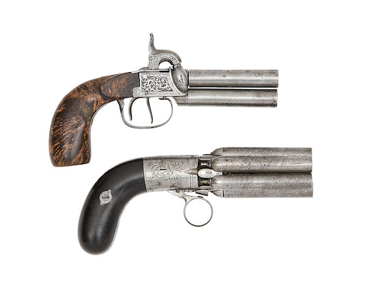 Bonhams : A Liège 80-Bore Percussion Over-And-Under Box-Lock Pistol ...