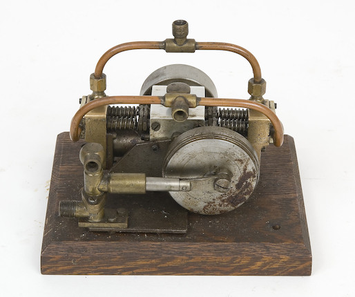 Bonhams : A MODEL MARINE ENGINE, horizontally opposed, twin single ...
