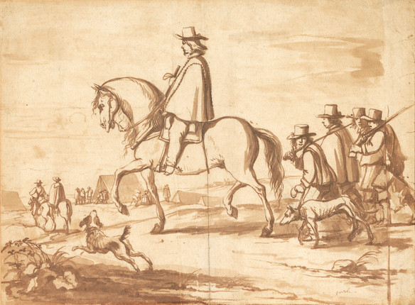 Bonhams : Dutch School, circa 1700 A military encampment with figures ...