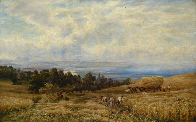 Bonhams : Edmund George Warren (British, 1834-1909) Bringing in the harvest