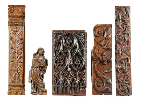 Bonhams : A late 15th/early 16th century carved oak blind tracery panel, circa 1500 (5)