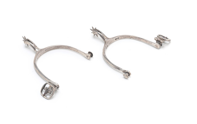 Bonhams : A pair of George III silver spurs maker's mark TR, London 1807