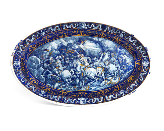 Bonhams : Style of Jean Penicaud (c.1540) A 19th century Limoges grisaille enamel dish