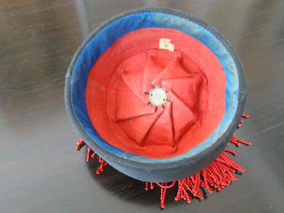 Bonhams : A Chinese winter hat of a fourth-rank official with a single ...