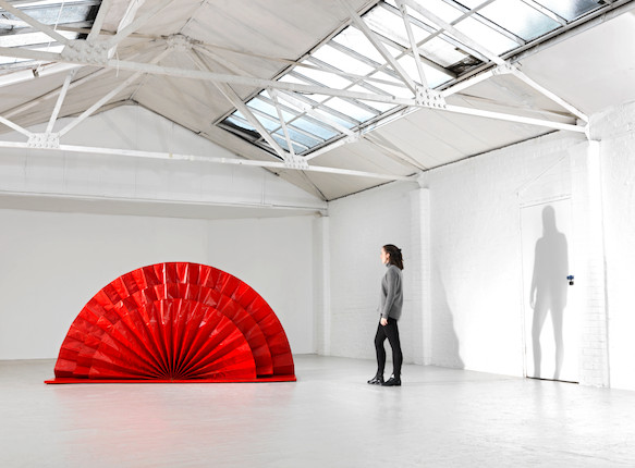 Bonhams : Kazuo Shiraga (Japanese, 1924-2008) Untitled (Red Fan) 1965