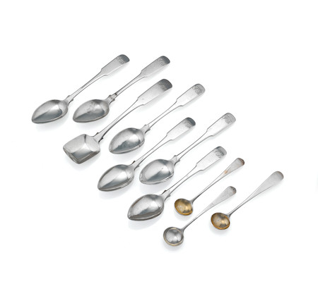 Bonhams : A set of six Scottish silver teaspoons and a Scottish silver ...