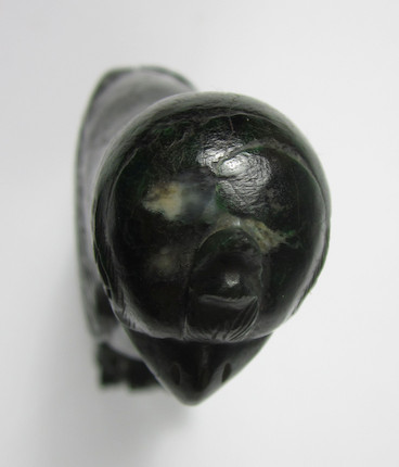 Bonhams : A spinach green jade model of a parrot 19th century