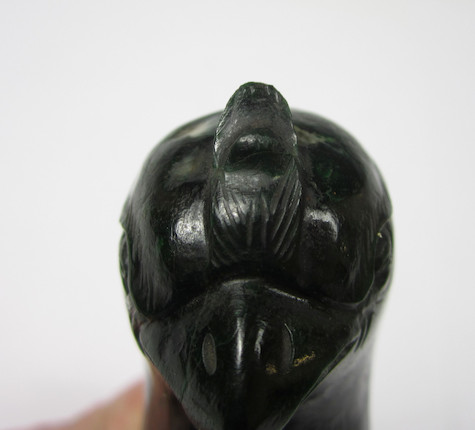 Bonhams : A spinach green jade model of a parrot 19th century