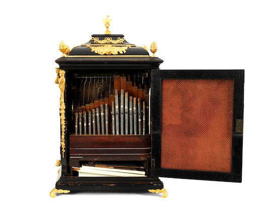 Bonhams : A fine and rare ebonised mid 18th century ten tune organ ...