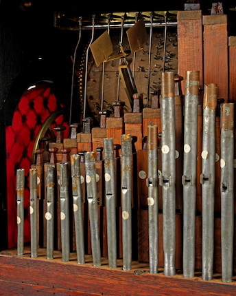 Bonhams : A fine and rare ebonised mid 18th century ten tune organ ...
