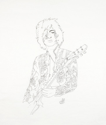 Bonhams : Led Zeppelin An original drawing of Jimmy Page by John Entwistle,