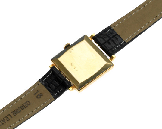 Bonhams : Girard Perregaux. A gold plated manual wind square wristwatch