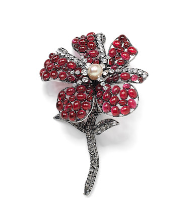 Bonhams : AN IRADJ MOINI FLOWER BROOCH,