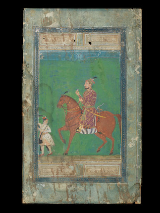Bonhams : A double-sided album page, recto depicting a Mughal nobleman ...