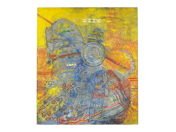 Bonhams : Zerihun Yetmgeta (Ethiopian, born 1941) Soldier on horseback