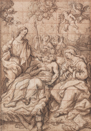 Bonhams : Roman School, 17th Century Christ healing a sick man
