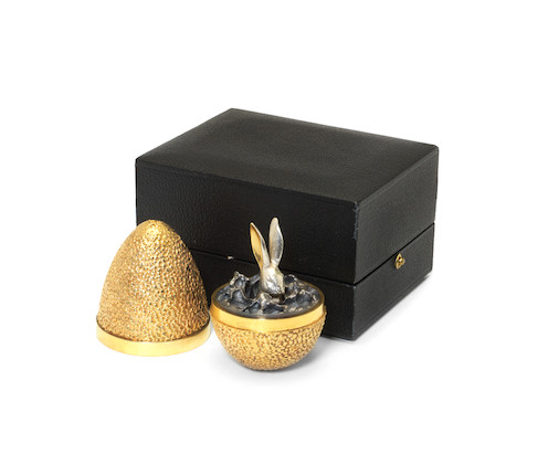 Bonhams : STUART DEVLIN Three cased silver and silver-gilt surpise eggs ...