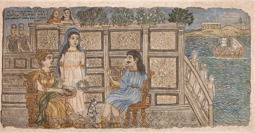 Bonhams : Theofilos Hadjimichael (Greek, 1871-1934) Sappho and Alcaeus ...