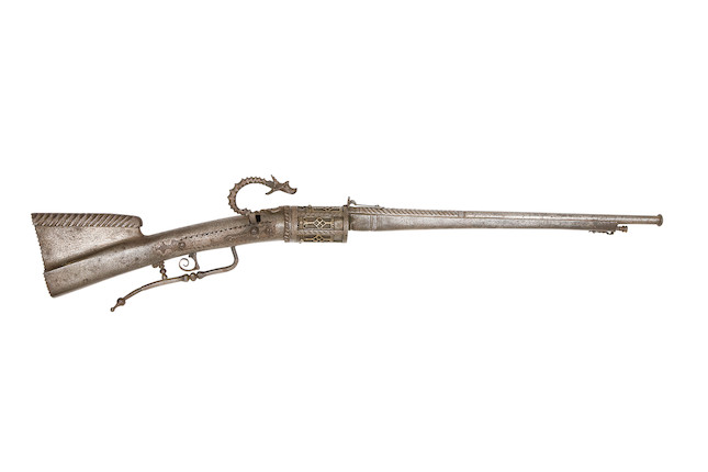 Bonhams : An Unusual 80-Bore Matchlock All-Metal Six-Shot Revolving ...