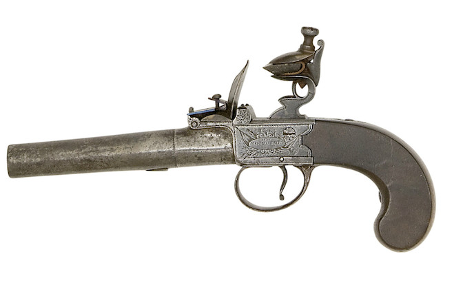 Bonhams : A 32-Bore Flintlock Box-Lock Pocket Pistol