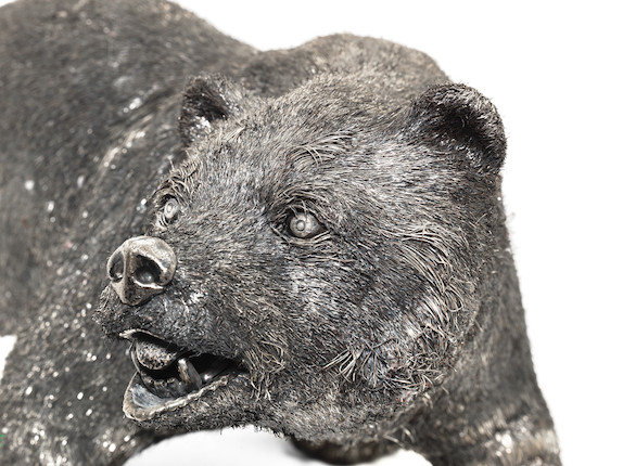 Bonhams : A large Italian silver model of a stalking bear maker's ...