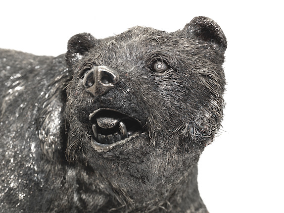 Bonhams : A large Italian silver model of a stalking bear maker's ...