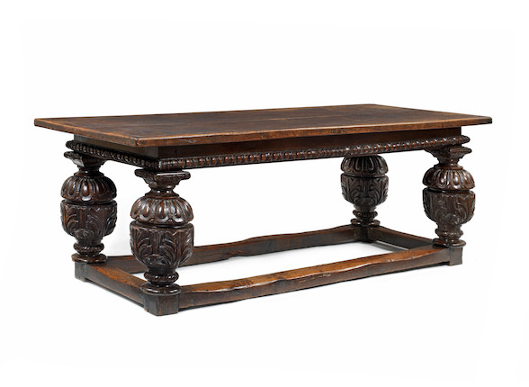Bonhams : A James I joined oak refectory-type table, circa 1620 and later