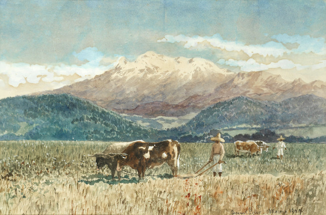 Bonhams : August Löhr (German, 1843-1919) A view of Iztaccíhuatl, Mexico