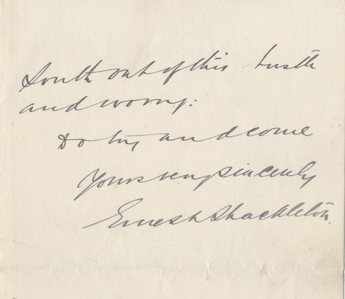 Bonhams : SHACKLETON (ERNEST HENRY) Autograph letter signed (Ernest ...