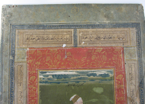 Bonhams : A double-sided album page, recto depicting a Mughal nobleman ...