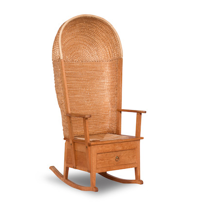 Bonhams : A 20th century hooded oak Orkney Rocking Chair