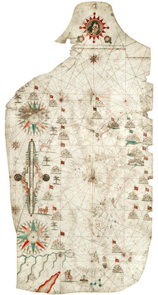 Bonhams : PORTOLAN CHART Portolan chart of the Mediterranean, centred ...