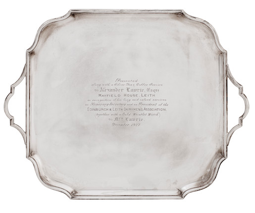 Bonhams : A 20th century twin handled silver tray by Hamilton & Inches ...