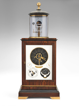 Bonhams : A LARGE DOUBLE DIALLED ASTRONOMICAL TABLE CLOCK WITH ...