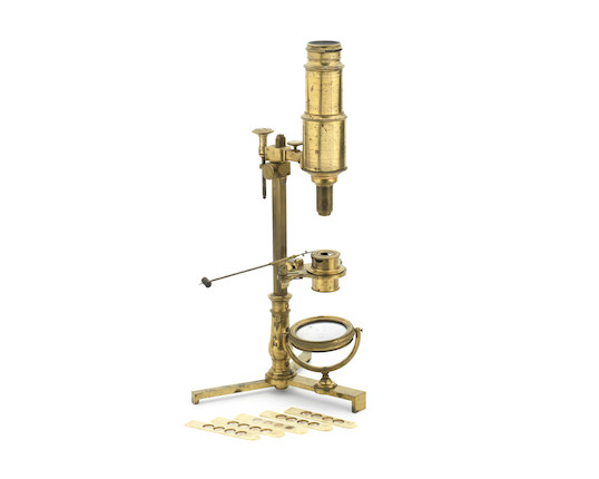 Bonhams : A rare Benjamin Martin type compound monocular microscope ...