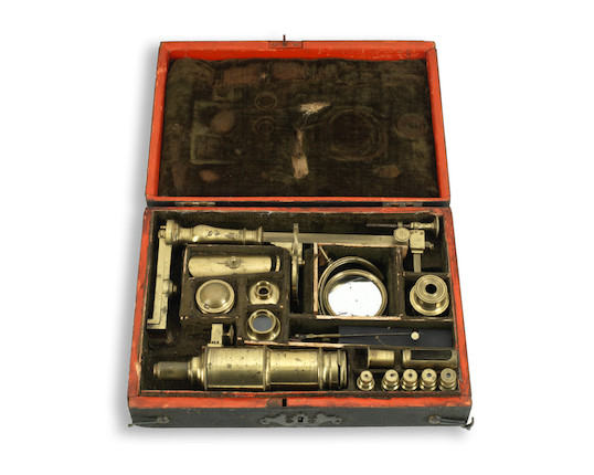 Bonhams : A rare Benjamin Martin type compound monocular microscope ...