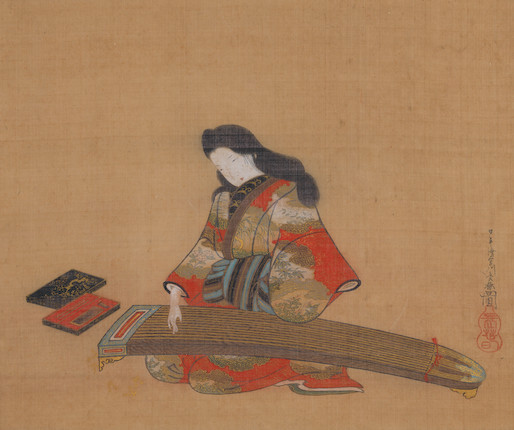 Bonhams After Miyagawa Choshun 1682 1752 Woman Playing A Koto Edo