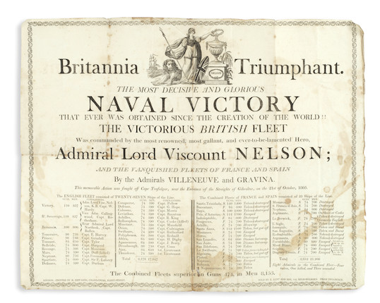 Bonhams : NELSON - TRAFALGAR BROADSIDE Britannia Triumphant. The Most ...