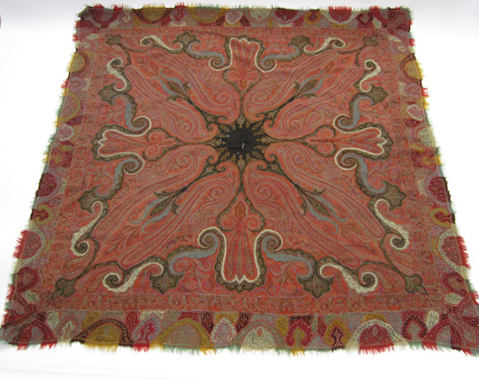 Bonhams : A woven wool shoulder mantle rumal Kashmir circa 1870